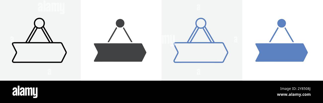 sign board icon linear thin line icon graphics set black and white ...