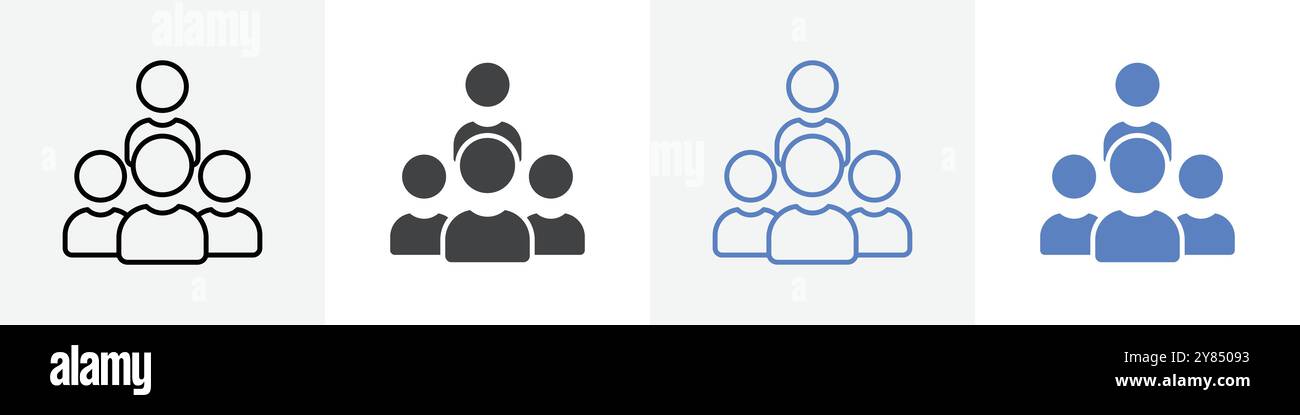 squad icon linear thin line icon graphics set black and white Stock ...