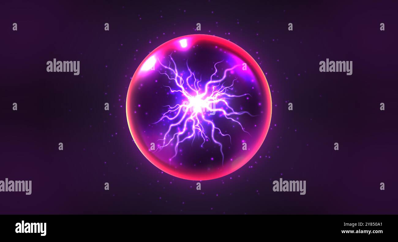 Crystal magic ball, mystic prophecy orb with lightning inside, oracle ...