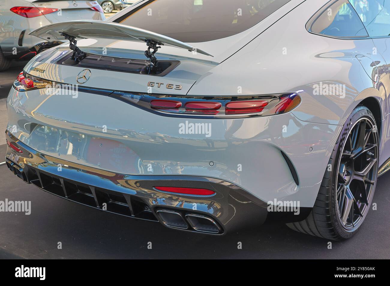 Mercedes amg gt 63 pro 4matic showing its back and big spoiler Stock ...