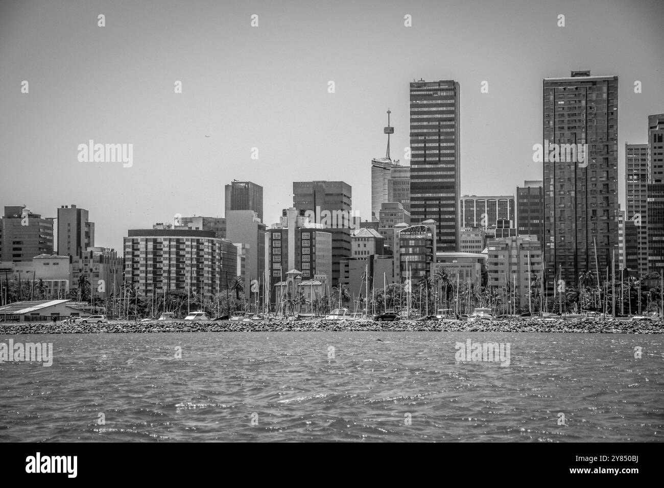 Durban skyline from south Black and White Stock Photos & Images - Alamy