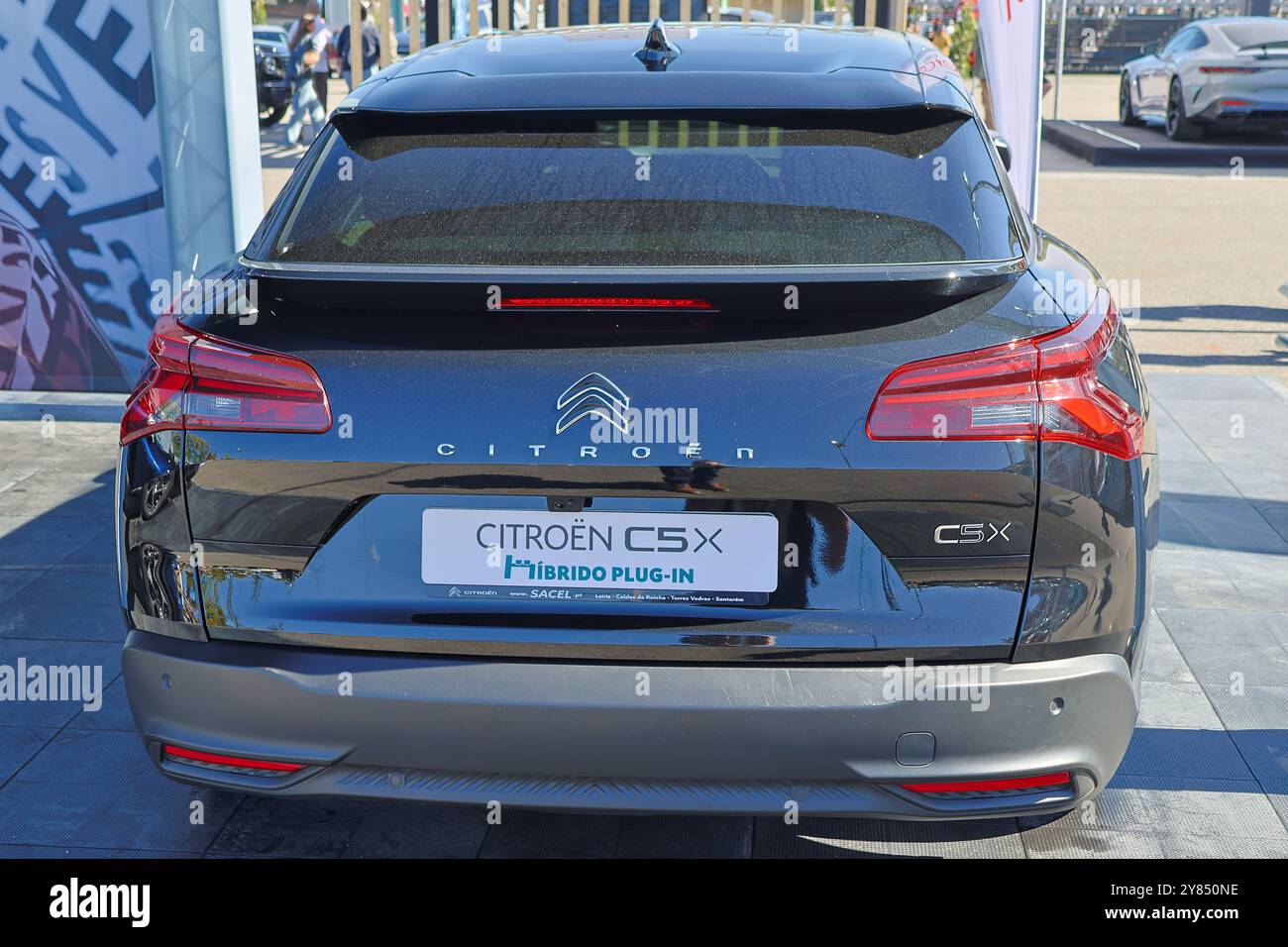 Brand new black citroen c5 x plug in hybrid car parked at a car ...