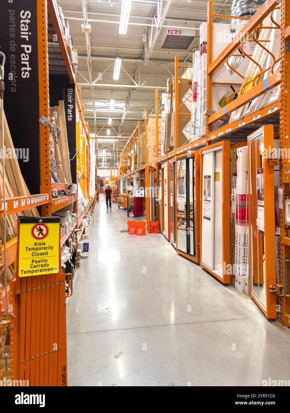 Lumber and Fencing Aisle in a Hardware Store with Wood Planks and ...