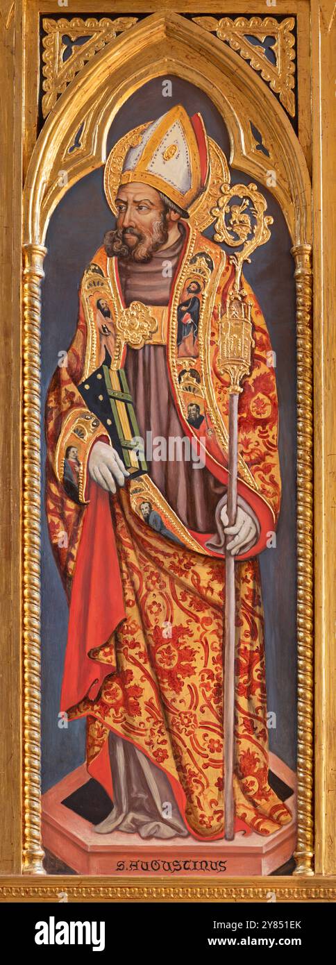 PAVIA, ITALY - SEPTEMBER 8, 2024: The painting of St. Augustine in the ...