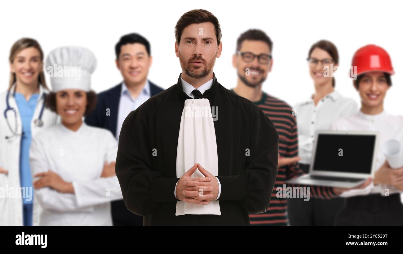Judge and people of other professions on white background, selective ...
