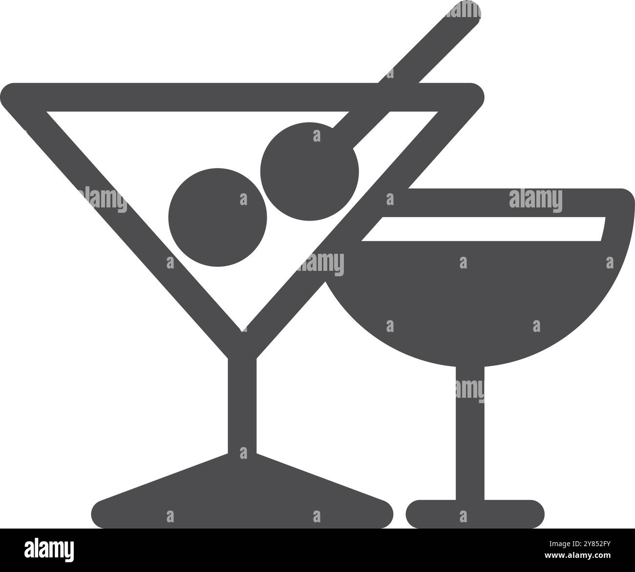 Martini glass black icon. Alcohol bar symbol Stock Vector Image & Art ...