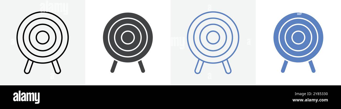 target icon linear thin line icon graphics set black and white Stock ...