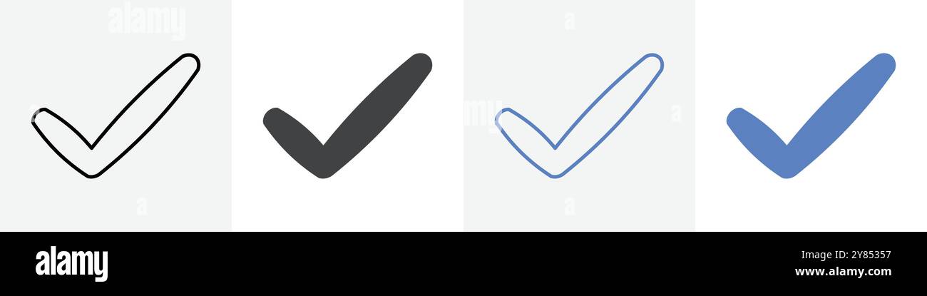 tick icon linear thin line icon graphics set black and white Stock ...