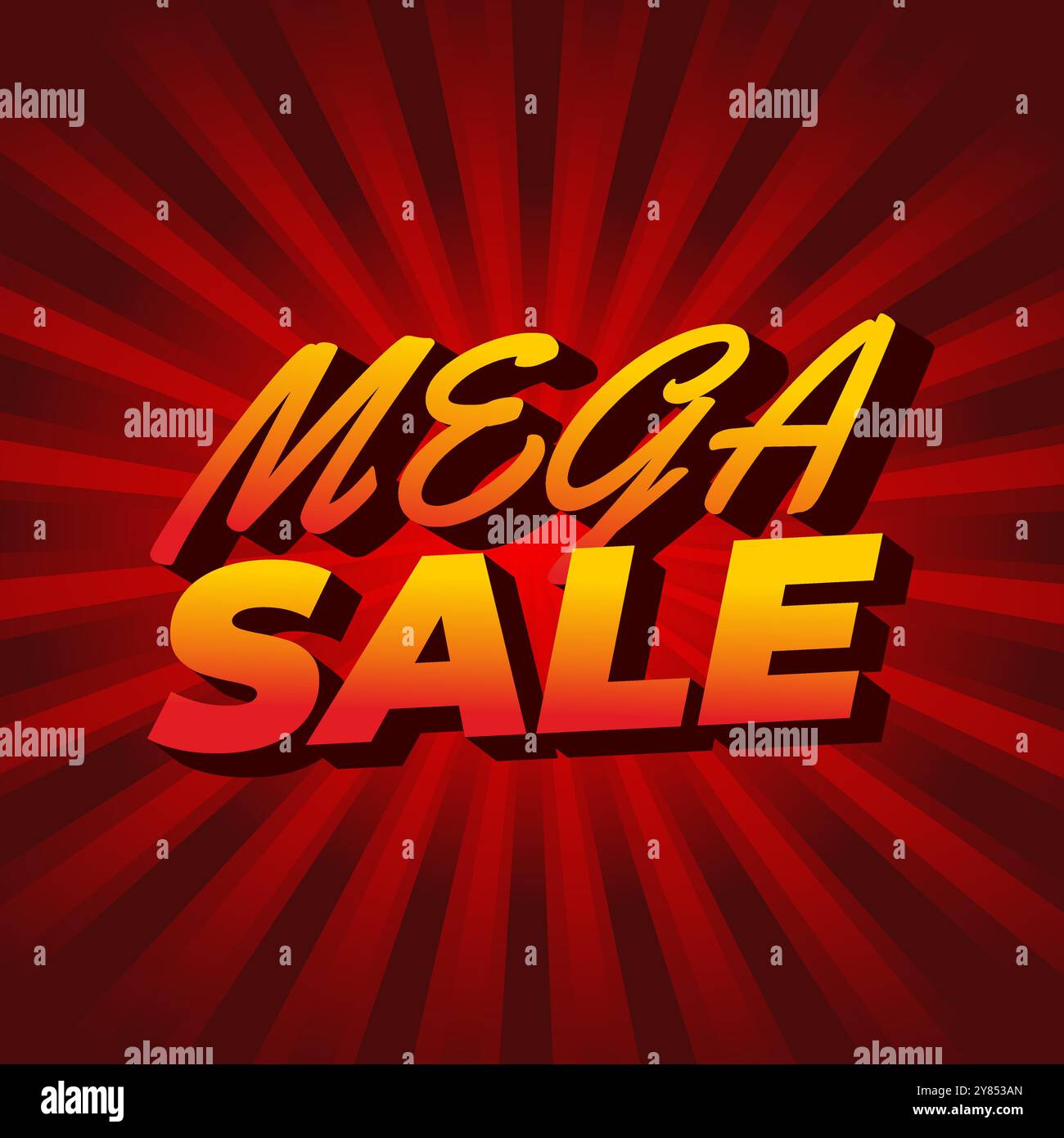 Mega sale. Text effect design in 3D look with modern colors. Square ...