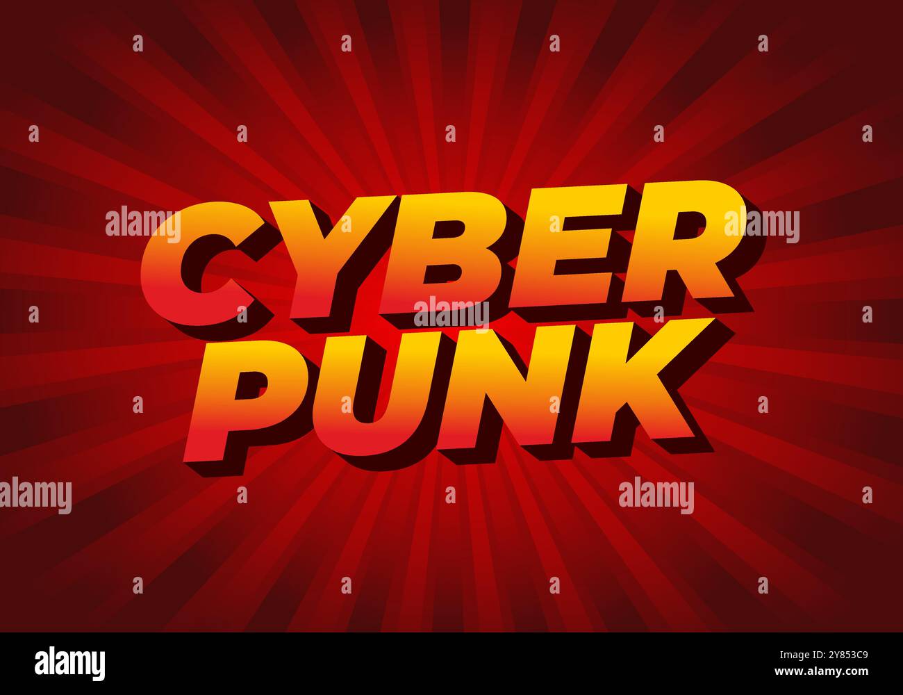 Cyber punk. Text effect design in bold fonts with 3D style Stock Vector ...