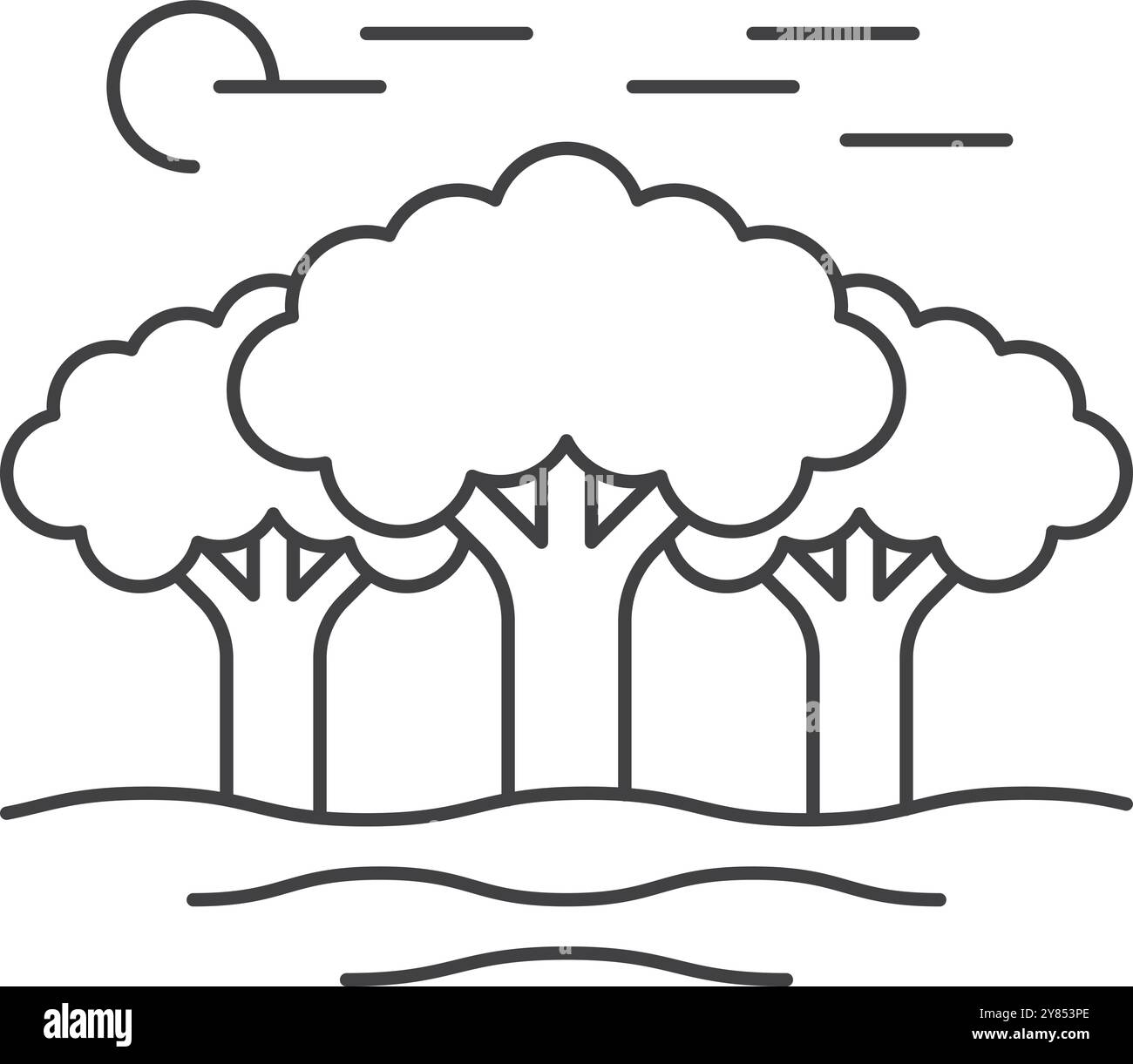 Woodland trees line icon. Forest nature symbol Stock Vector Image & Art ...