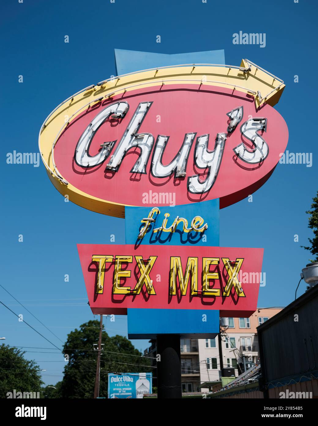 Austin, TX, USA - 29 May 2024 - A retro sign outside a Tex Mex ...