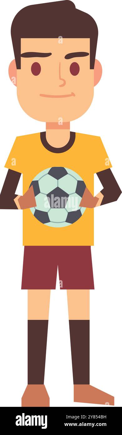 Goalkeeper hold soccer ball. Sportsman cartoon character Stock Vector ...