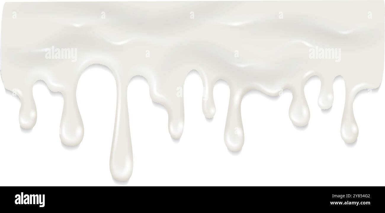 Dripping milk border. Realistic white cream drops Stock Vector Image ...