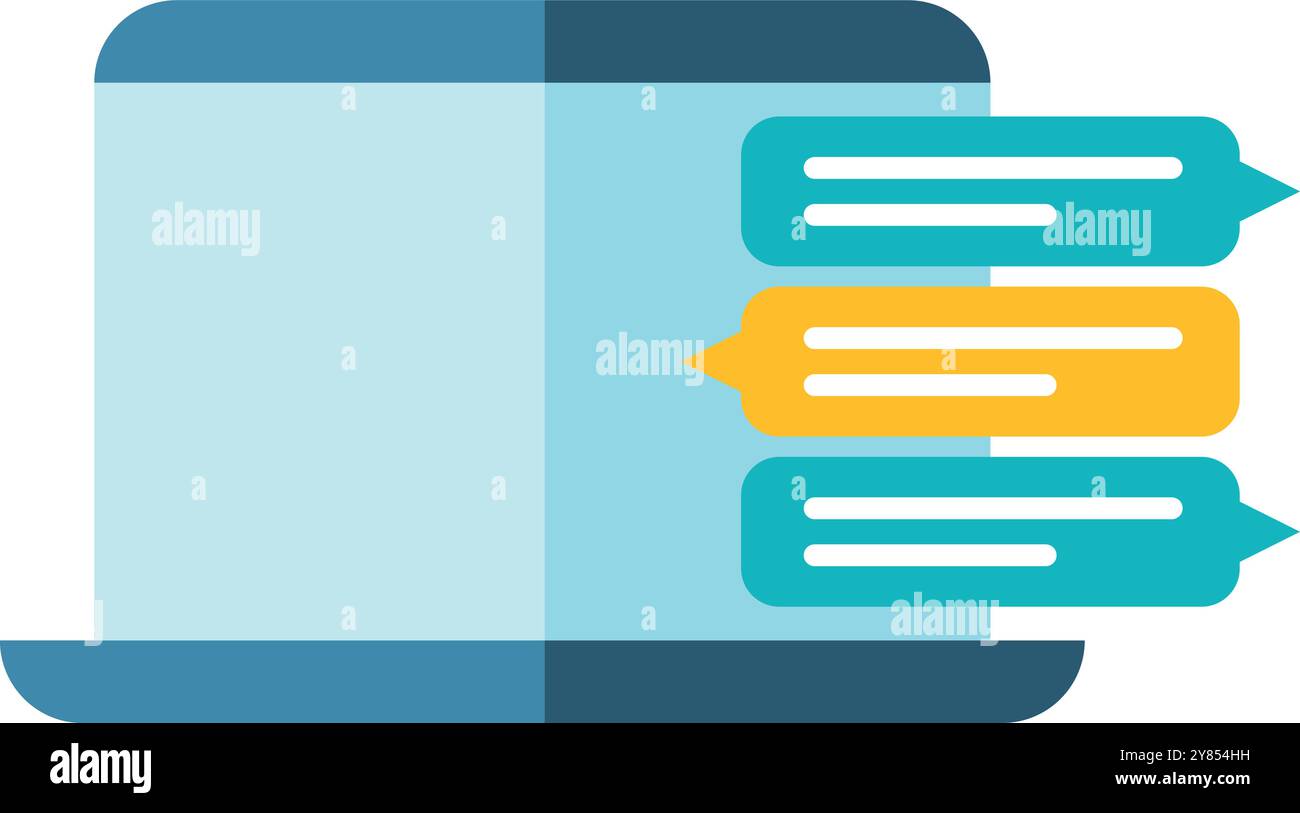 Laptop screen with open chat messages. Communication flat icon Stock ...