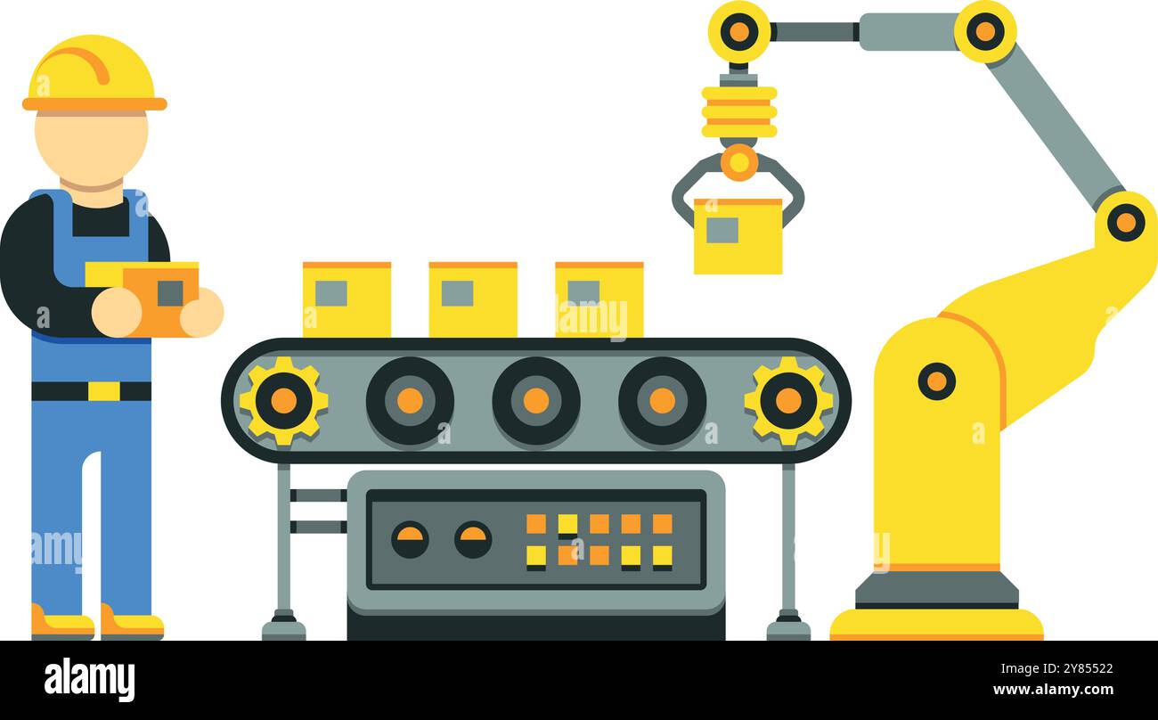 Engineer control automatic production line. Industrial technology Stock Vector Image & Art - Alamy