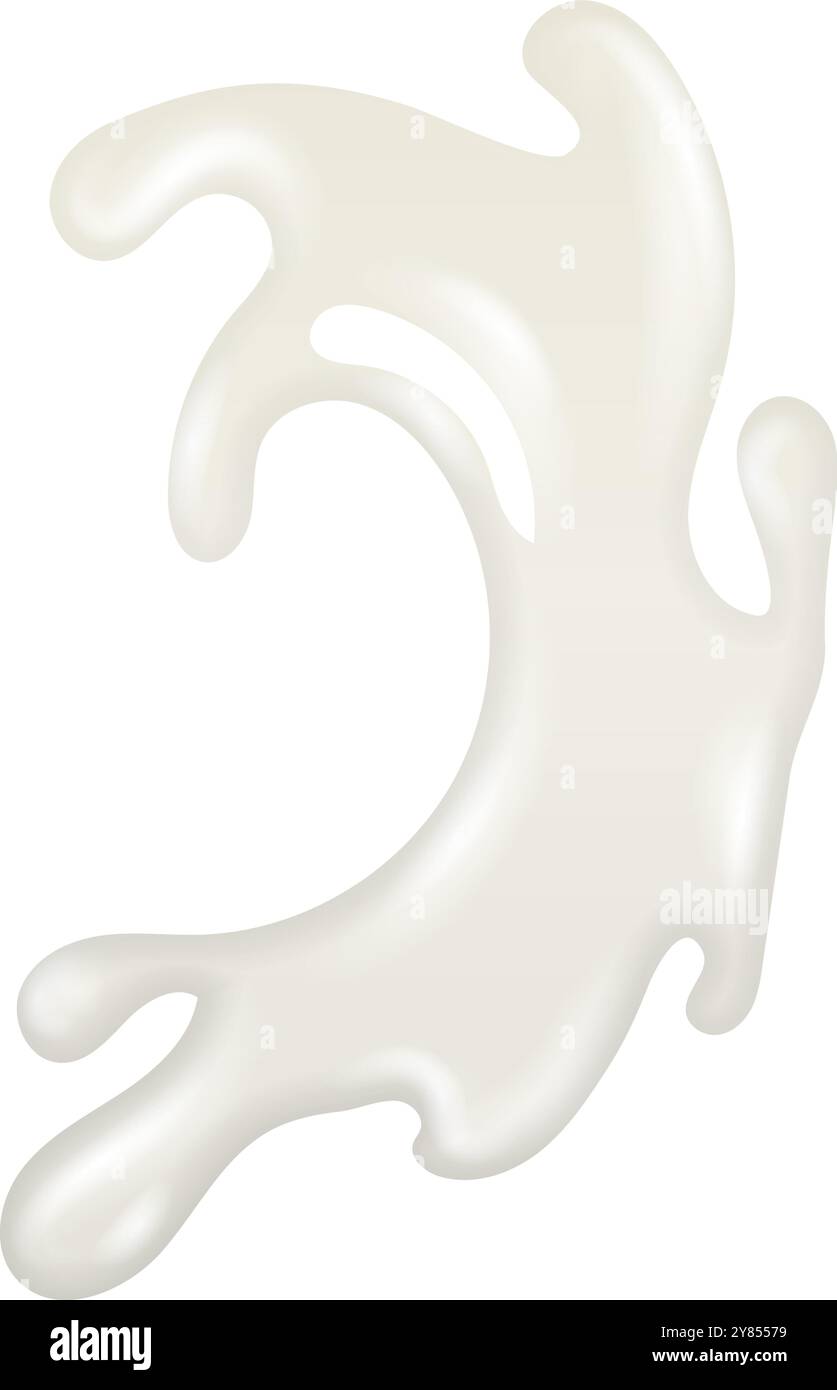 Cream splash. White realistic fluid motion mockup Stock Vector Image ...