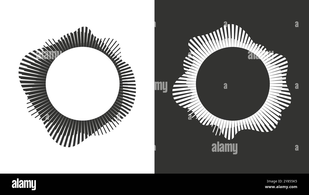 Circular audio equalizer soundwave pattern set. Voice recognition ...