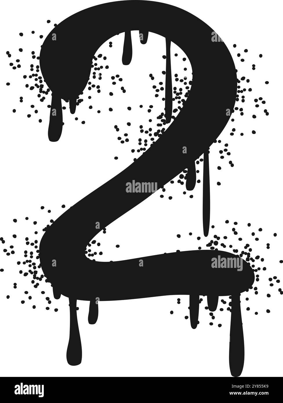 Two number with dripping black paint. Font shape design isolated on ...