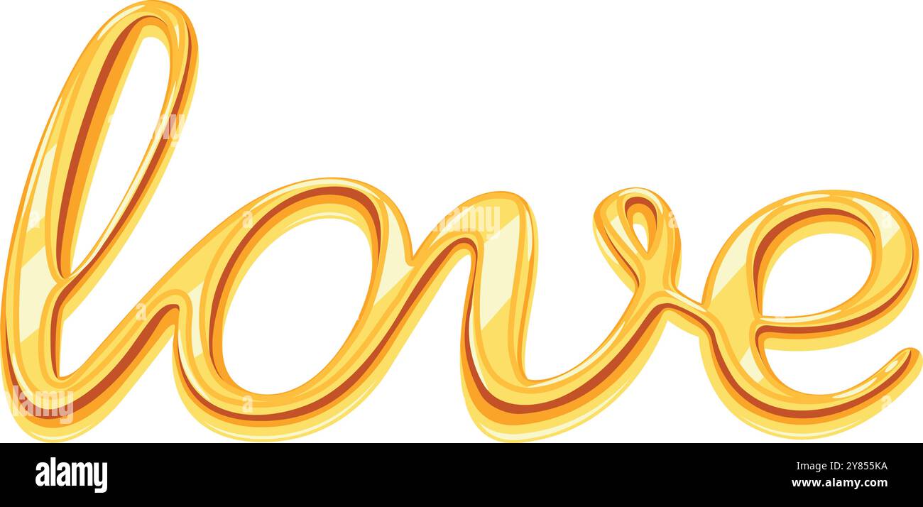 Love golden lettering. Jewelry romantic gift. Shiny elegant word Stock ...
