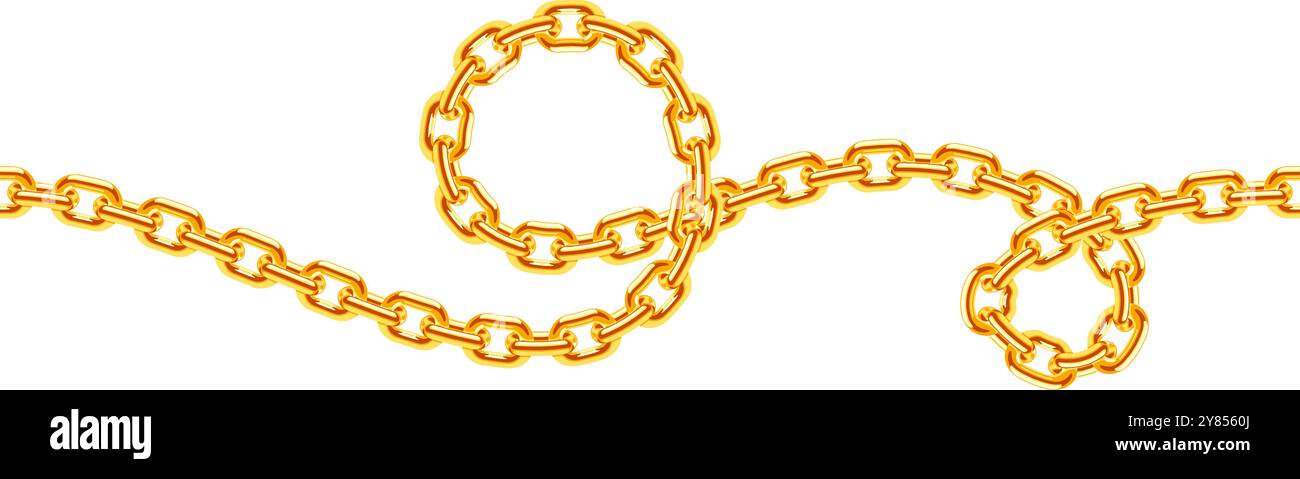 Curved golden chain seamless border. Decorative jewelry Stock Vector ...