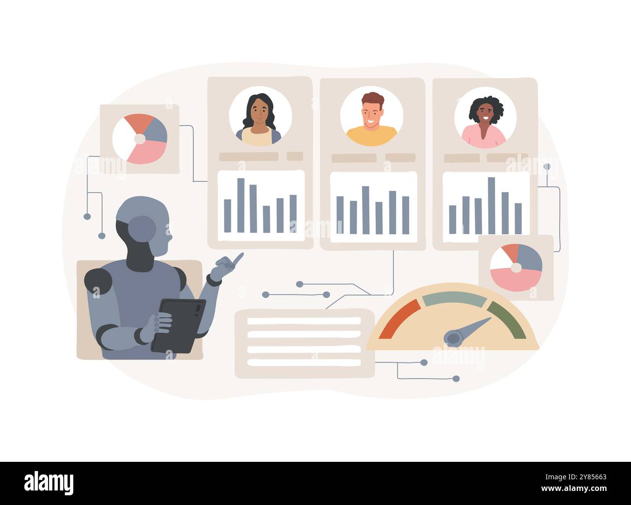 AI-Enhanced Performance Evaluation abstract concept vector illustration ...