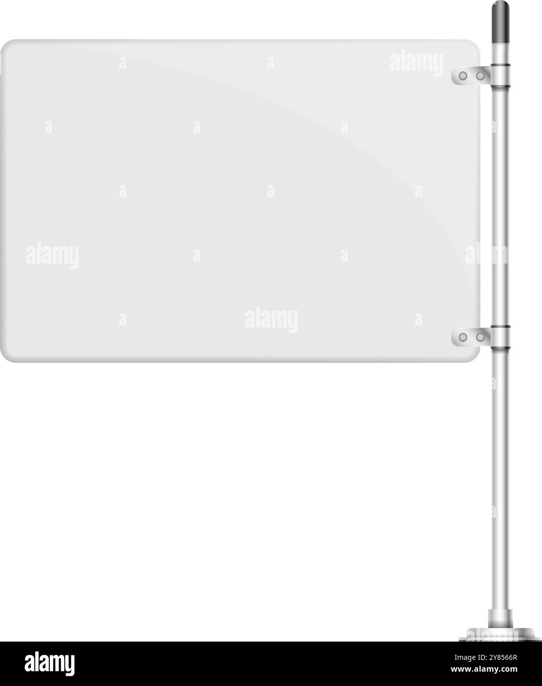 White signboard. Realistic navigation board on metal pole isolated on ...