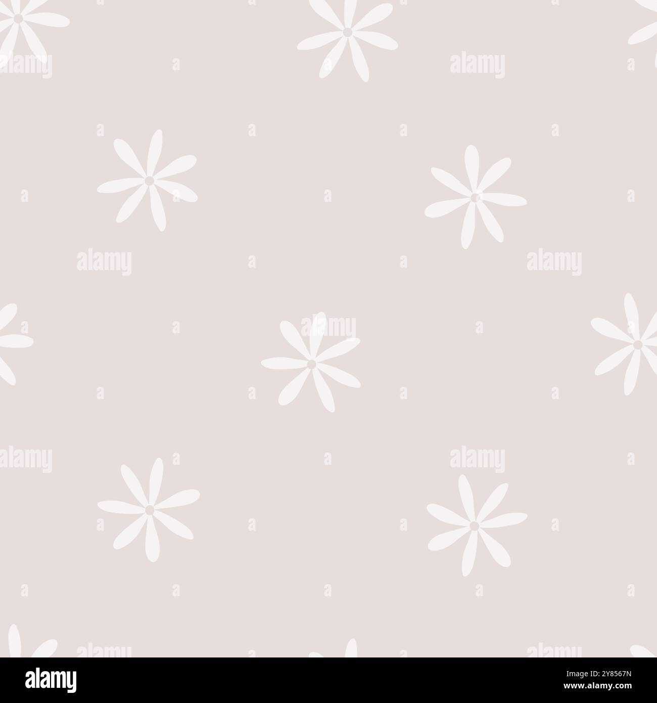 Seamless vector pattern with simple elegant daisy flowers, cream white ...