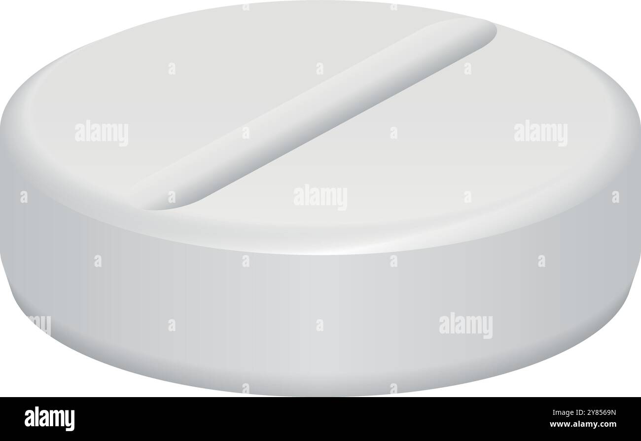 Realistic tablet mockup. White round medical drug isolated on white ...