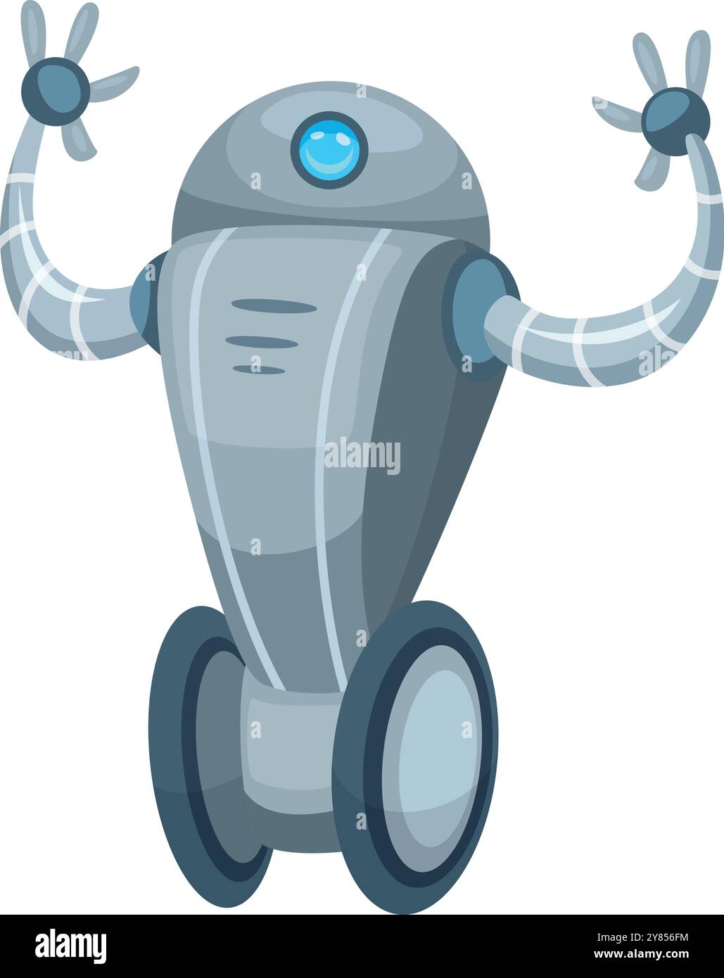 Wheeled robot with funny mechanical arms cartoon character Stock Vector ...