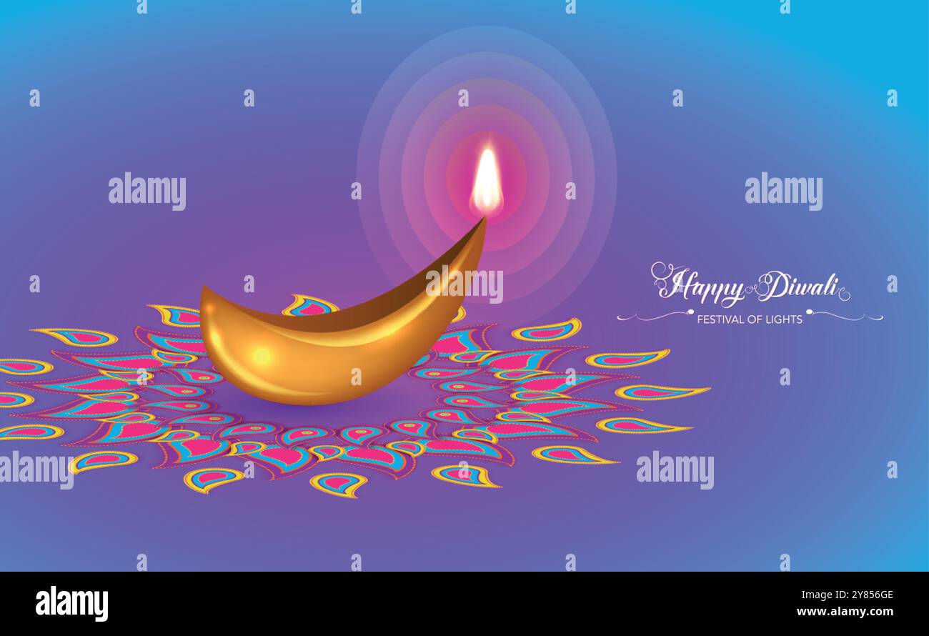 Happy Diwali Festival of Lights India Celebration colorful template. Graphic banner design of ...