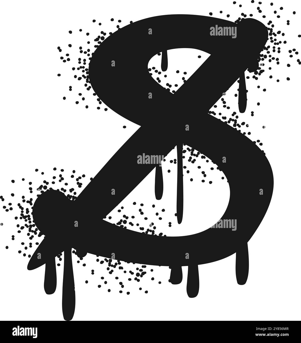 Eight number in spray paint style with black dripping isolated on white ...