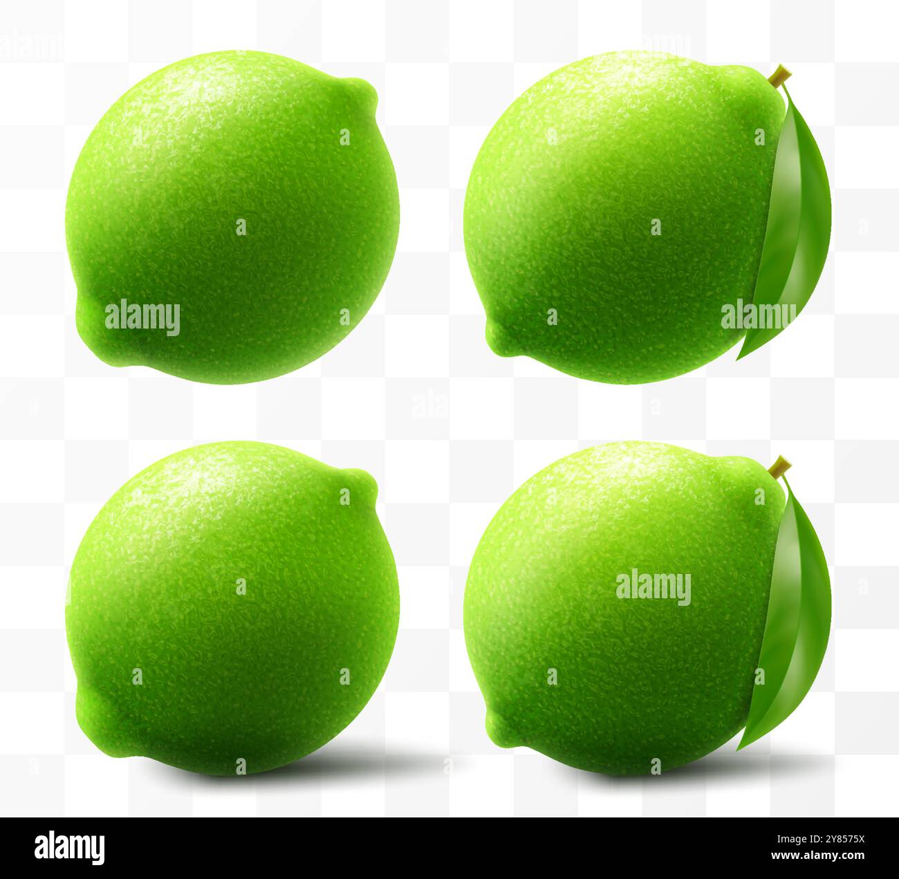 Green ripe raw lime isolated on transparent background. Whole lime ...