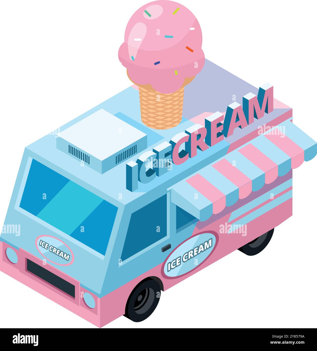 Ice cream truck isometric icon. Sweet summer dessert Stock Vector Image ...