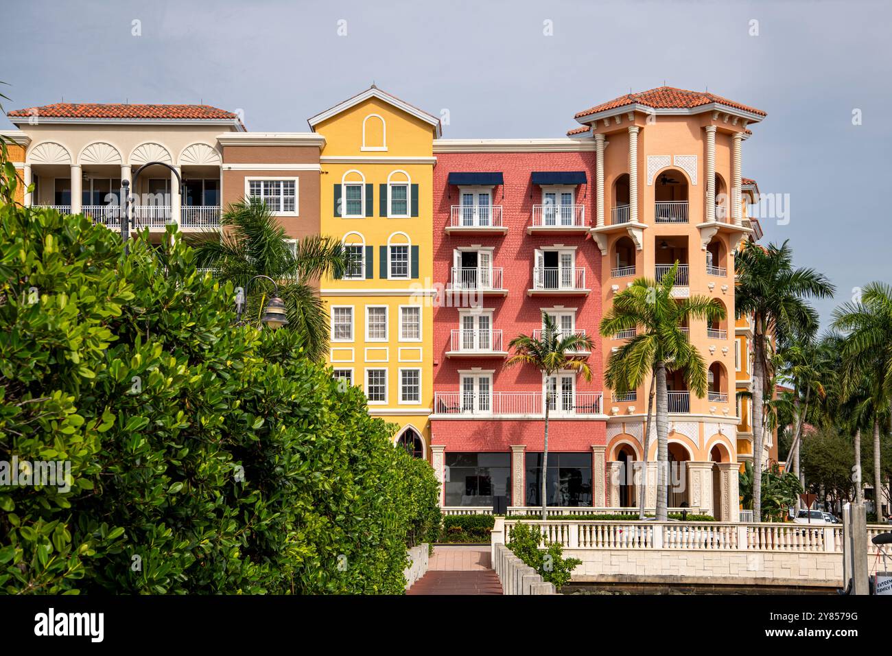 Naples, Florida. Beautiful colored condos on the Cabana Bayfront in ...