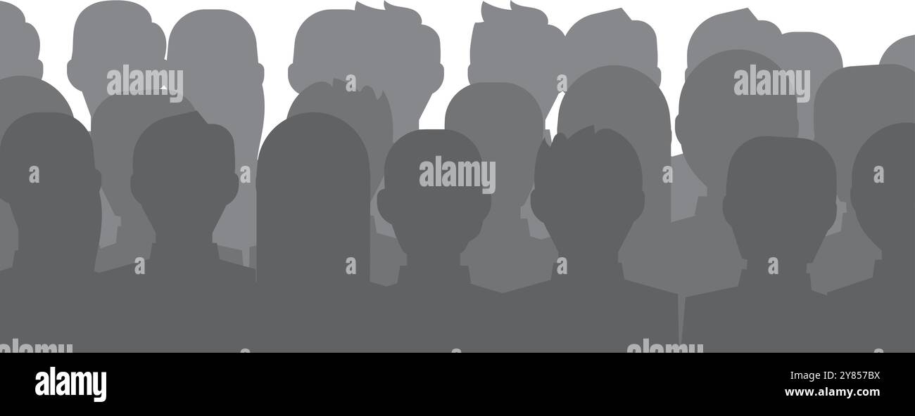Audience black silhouettes. People group panoramic background Stock ...