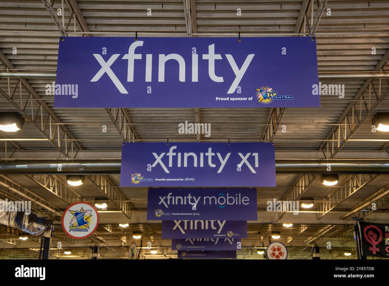 Falcon Heights, Minnesota. Xfinity logos and signs at their booth at ...
