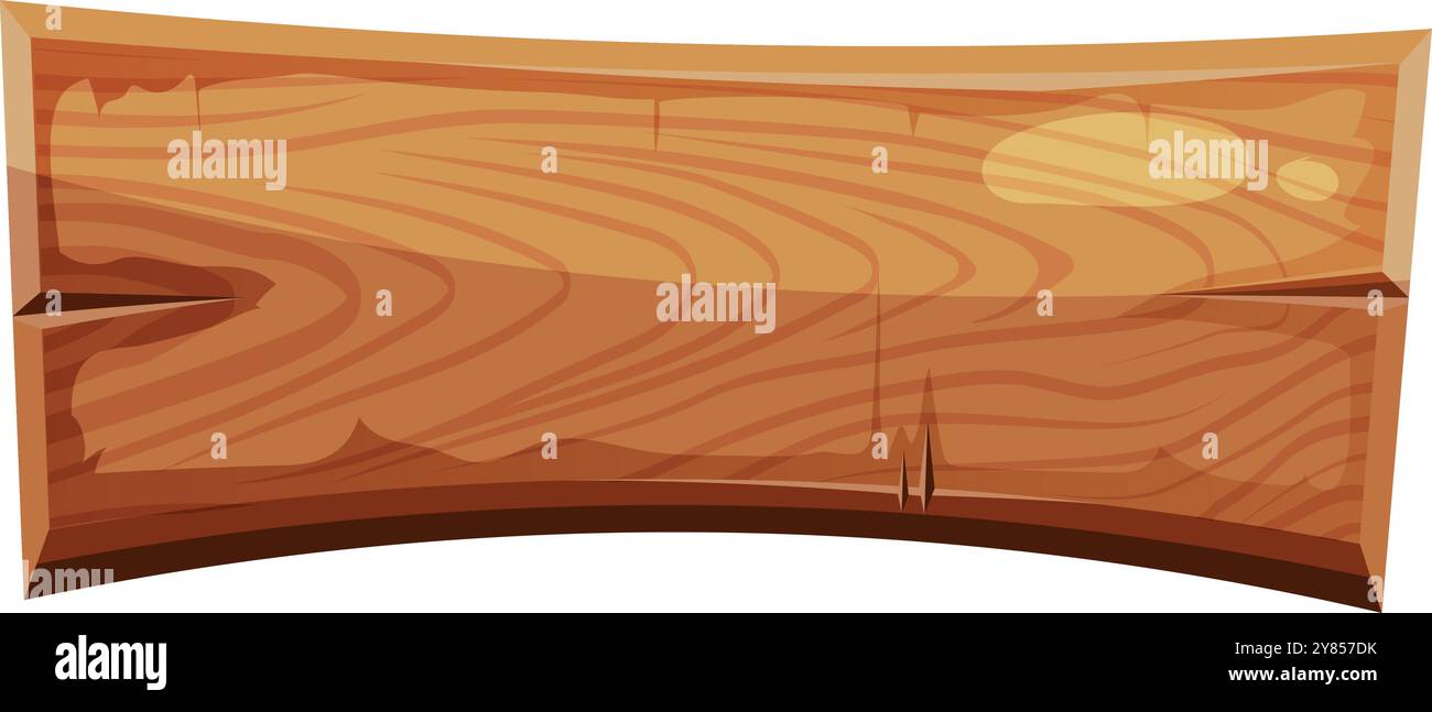 Cartoon wooden plank board. Empty panel template isolated on white ...