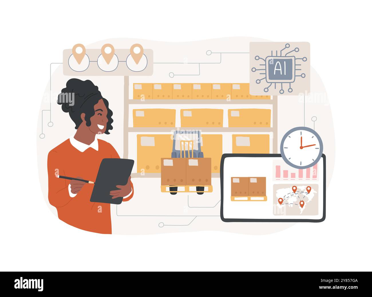 Real-Time Supply Chain Visibility with AI abstract concept vector ...