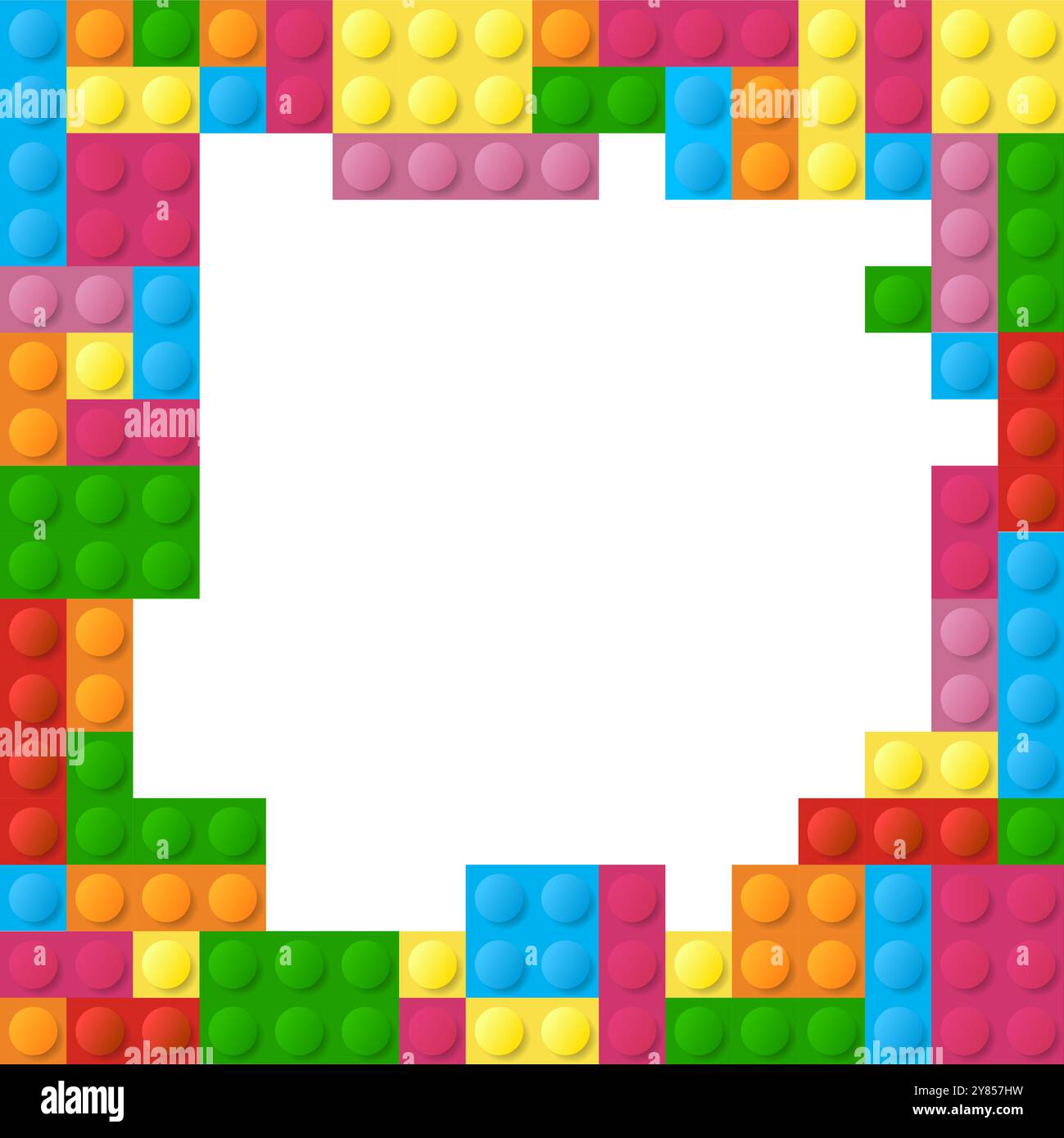 Plastic brick toy square frame. Kid game blocks. Vector illustration ...