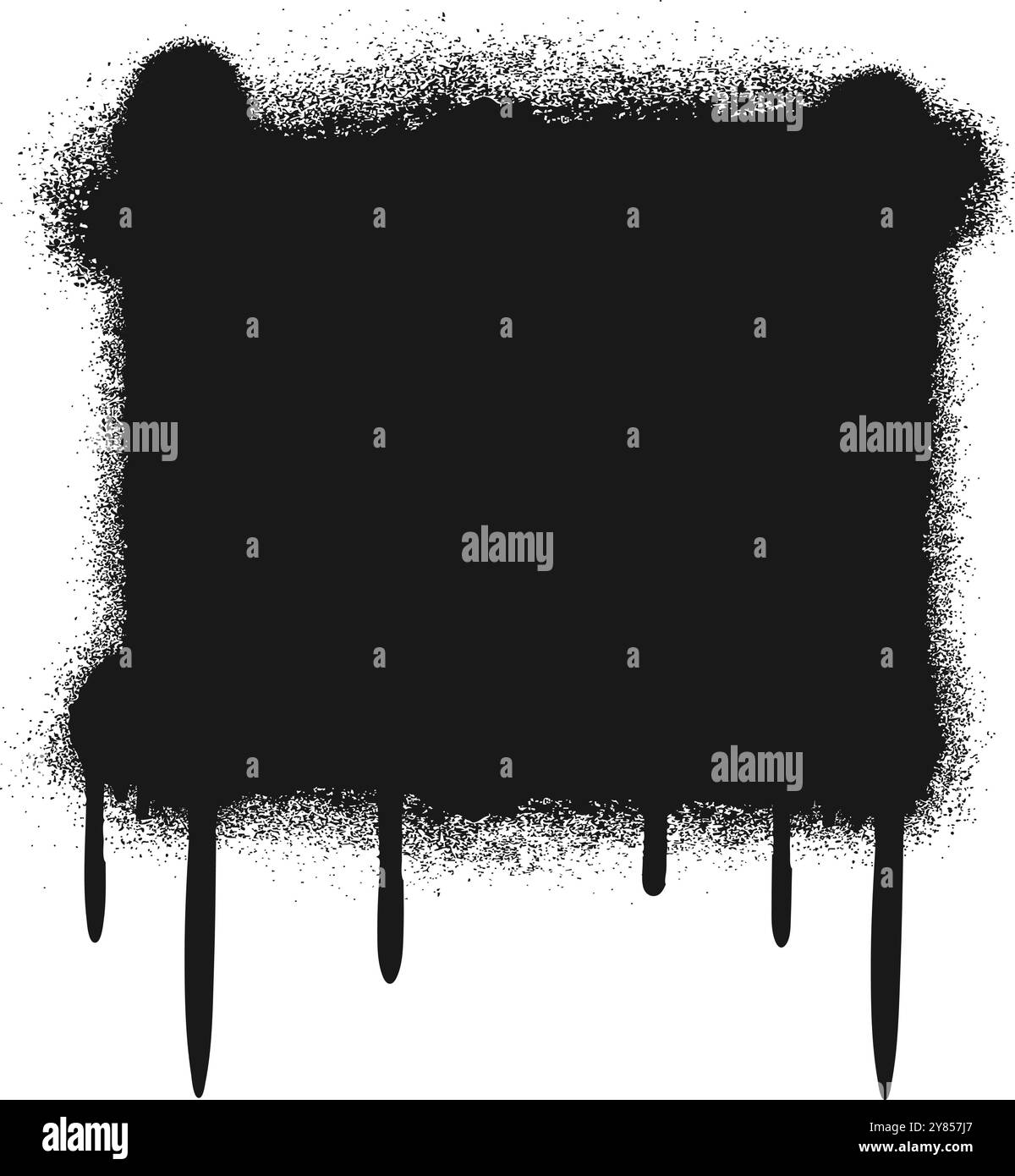 Black ink stain. Square shape with dripping paint isolated on white ...