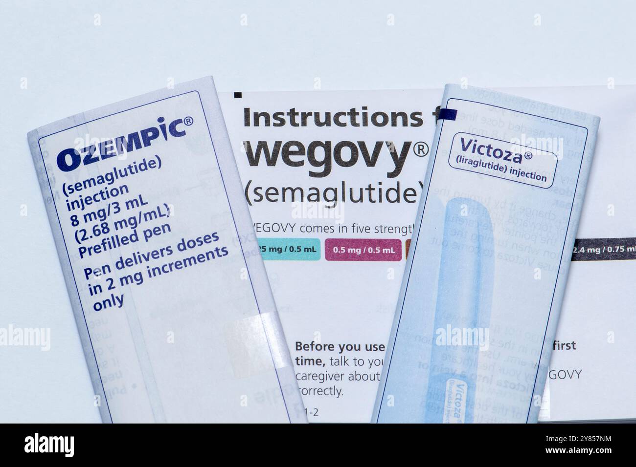 Still life of the instruction sheets of the big three injectable ...