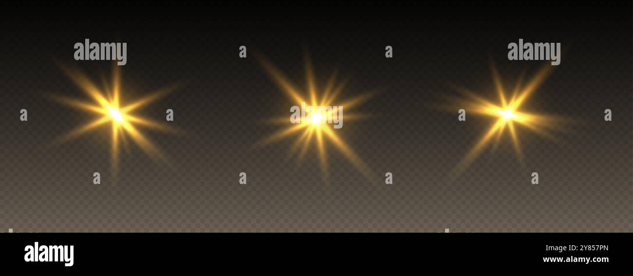 Sun lens flare, glowing sunshine with rays, shiny flash spark, bright cosmic explosion Stock ...