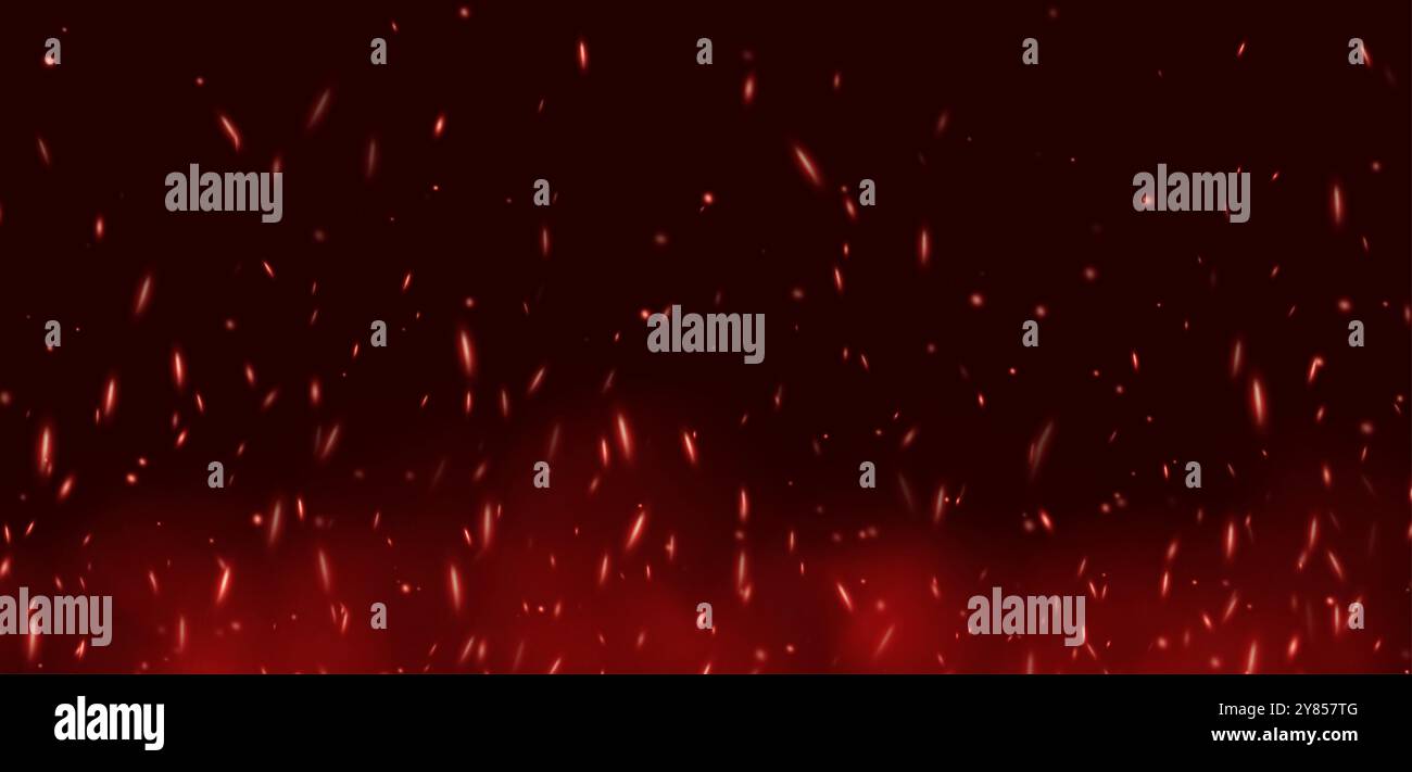 Flame with sparks, fire with flying cinder, abstract glowing embers ...