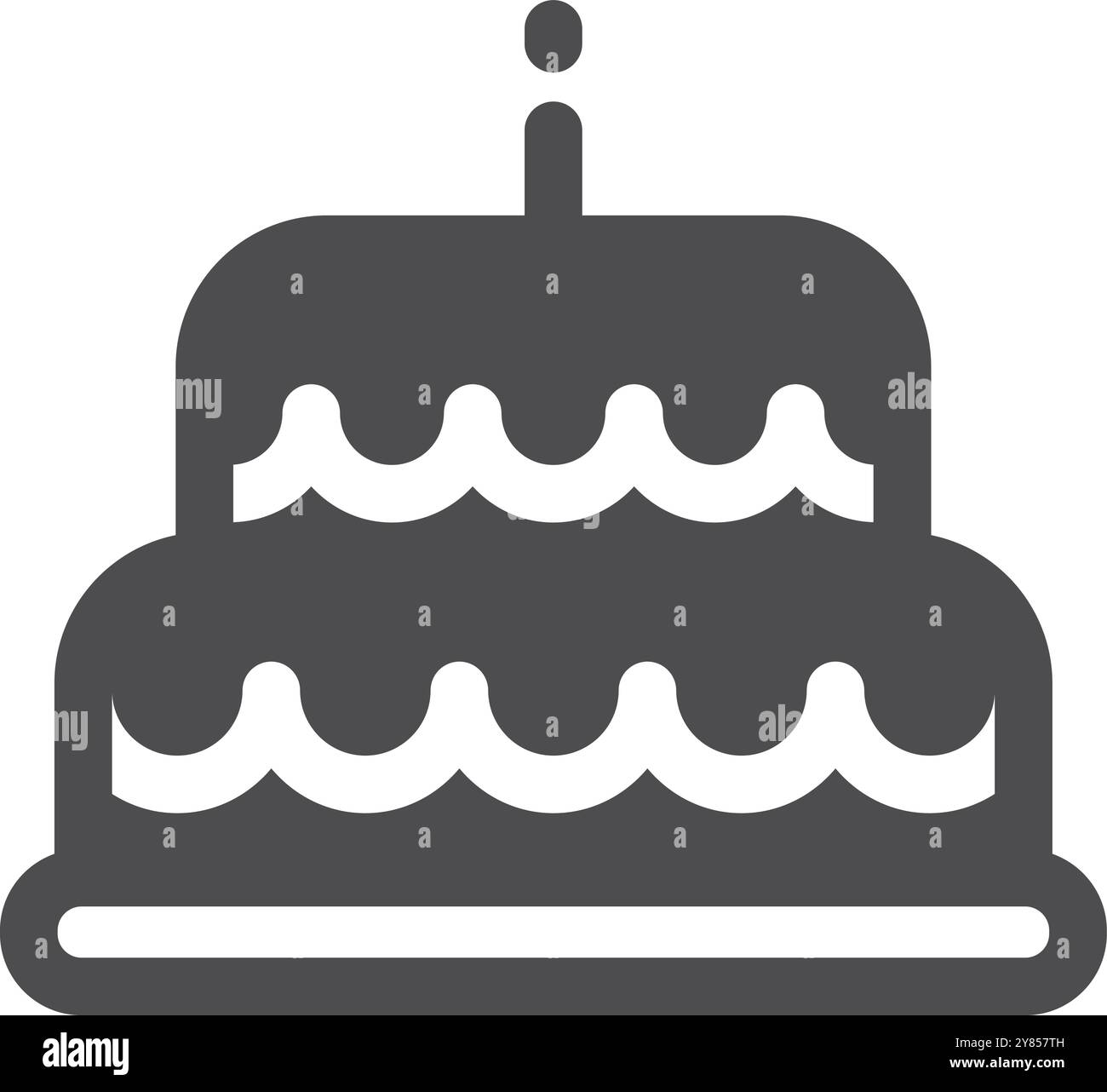 Birthday cake black icon. Sweet dessert symbol Stock Vector Image & Art ...