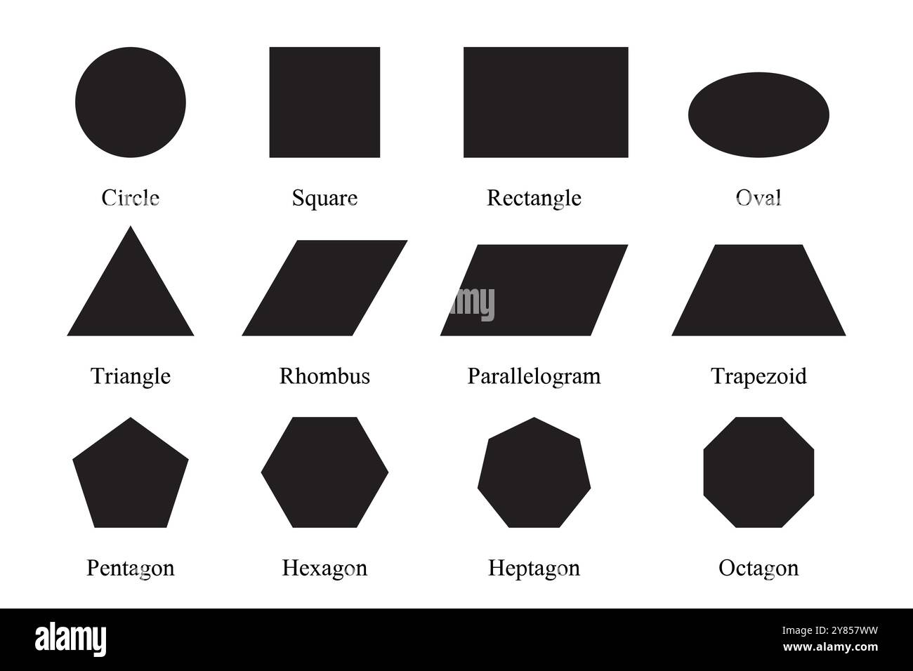 Black Basic Geometric Shapes Illustration with Circle, Square Rectangle ...