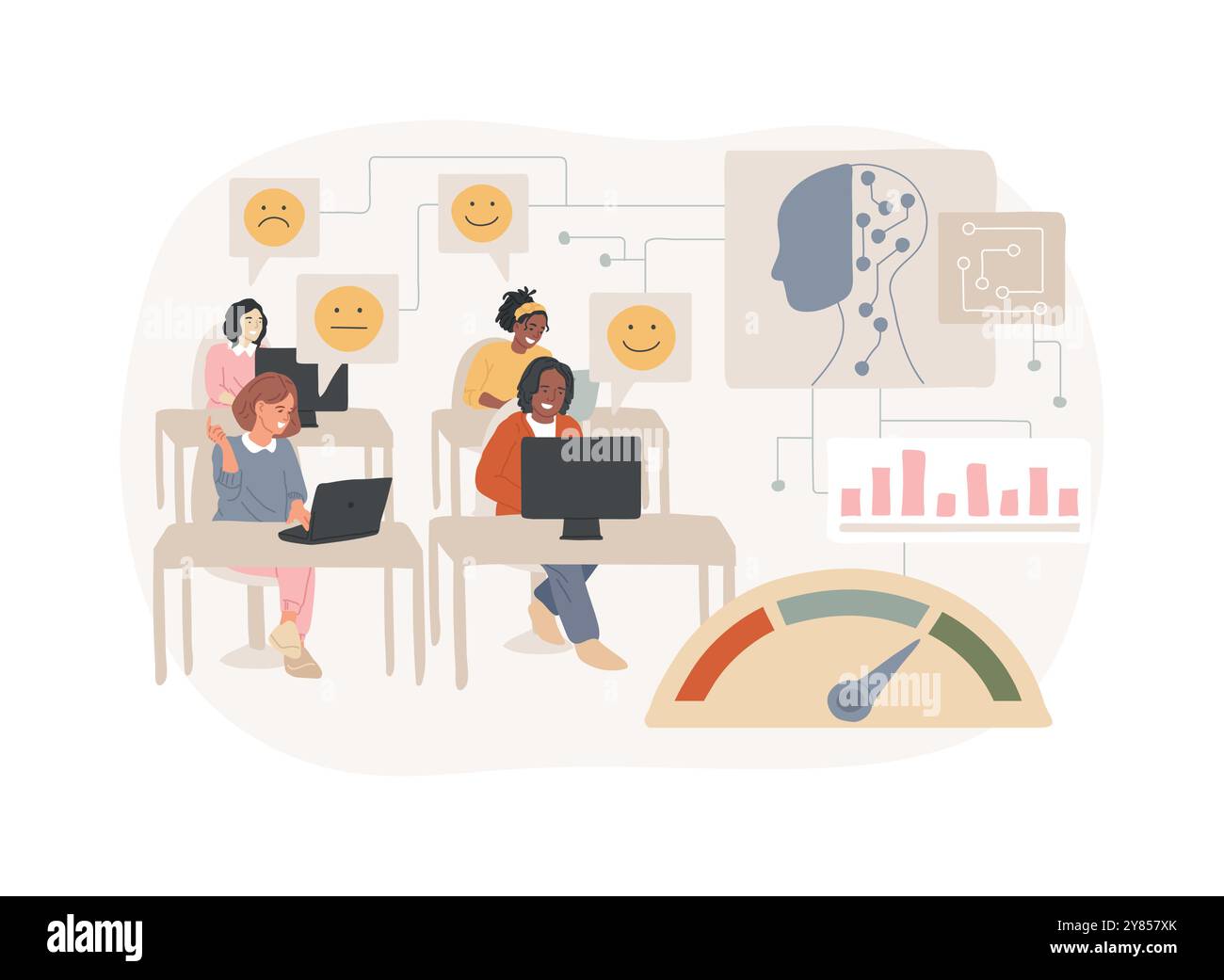 AI-Powered Employee Engagement Analysis abstract concept vector ...