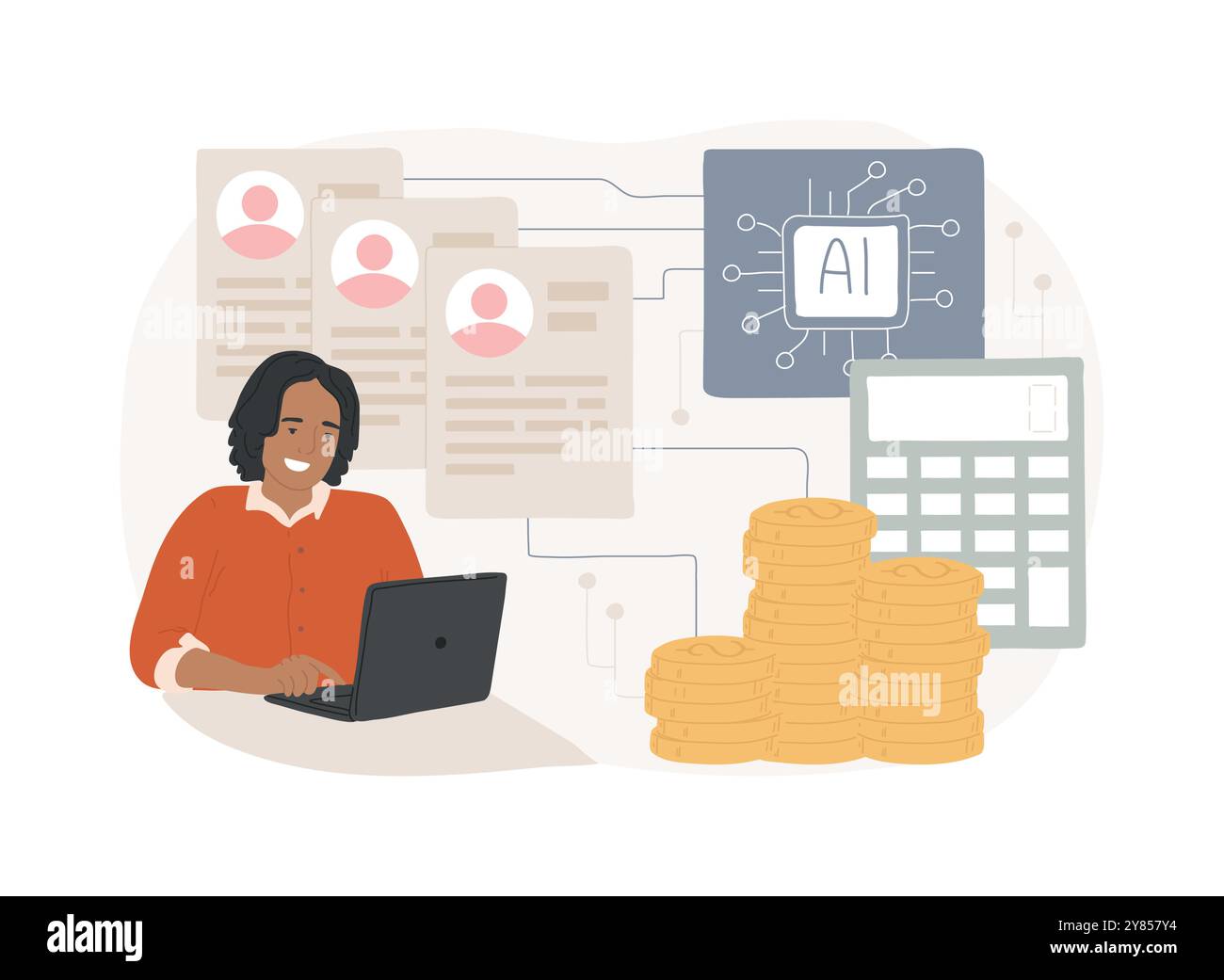 AI-Backed Payroll and Benefits Management abstract concept vector ...