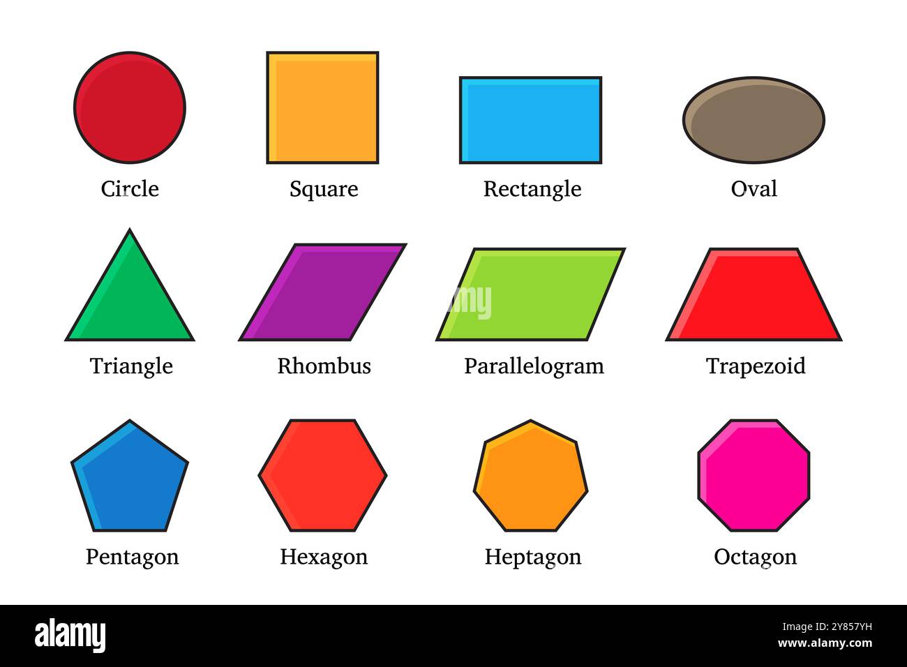 Colorful Basic Geometric Shape Illustration with Circle, Square ...