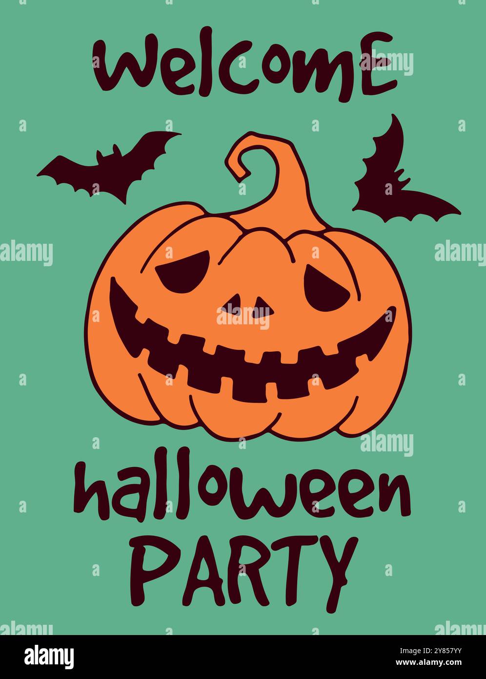 Welcome halloween party flyer. Hand drawn invitation Stock Vector Image ...